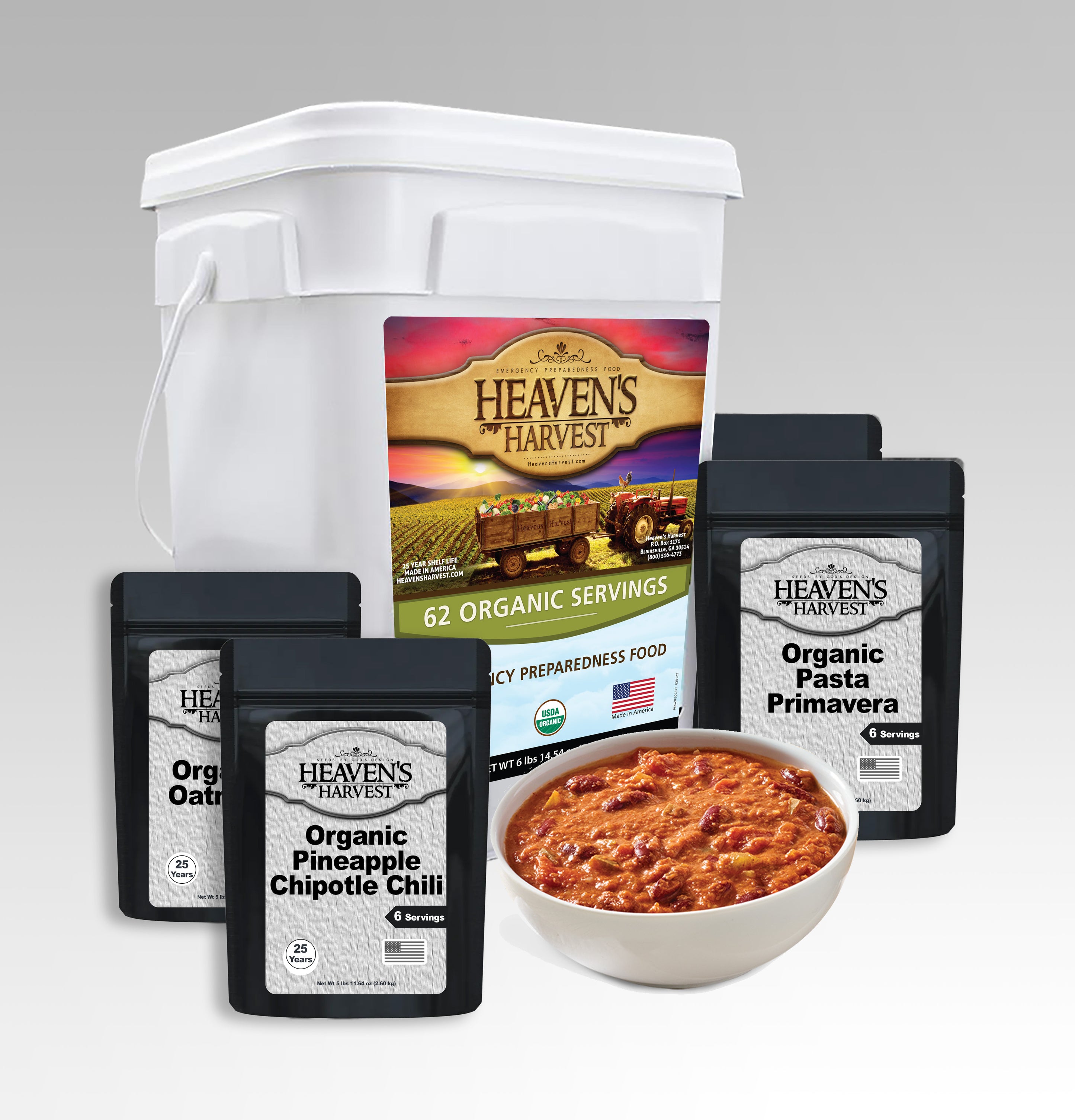 Organic Meal Bucket - 1 Person 1 Week - 62 Servings - Emergency Food ...